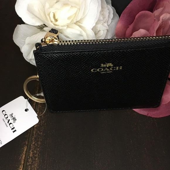 Coach | Accessories | Authentic Black Coach Key Ring Id Card Holder ...